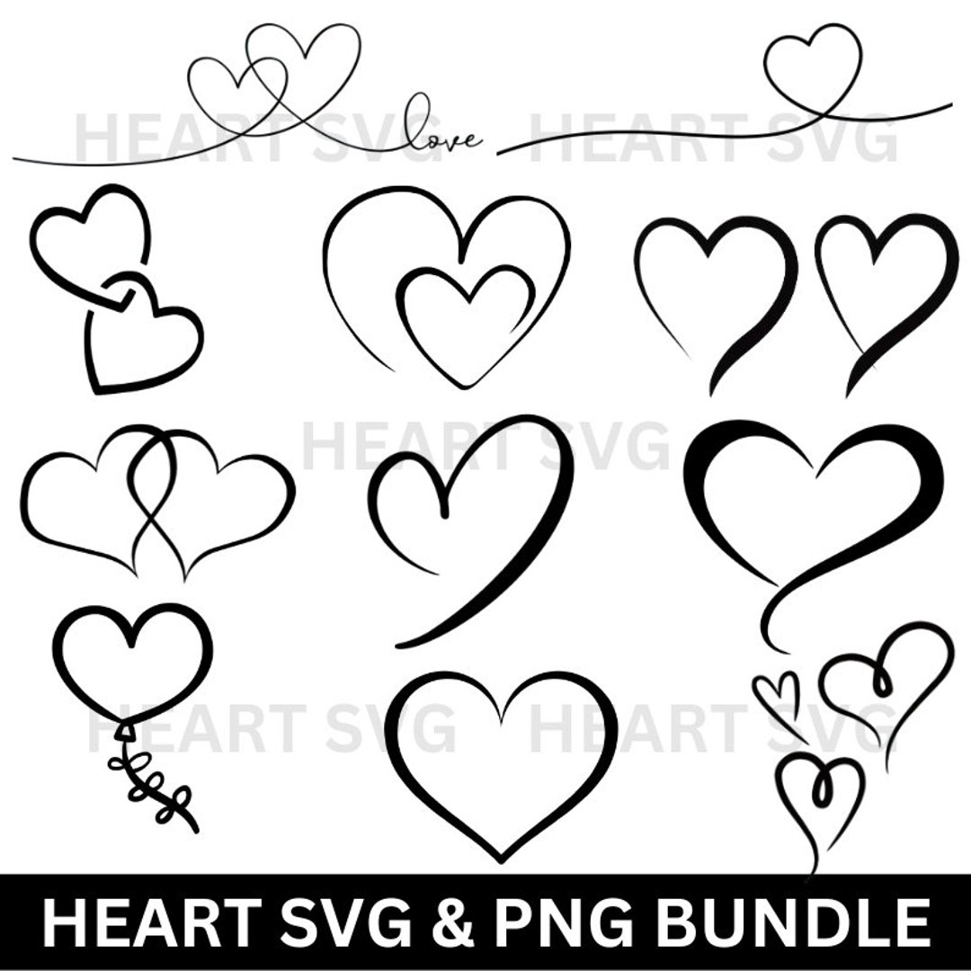 High Quality Heart Bundle SVG & PNG, Heart Vector Wall Art, Heart Cut ...
