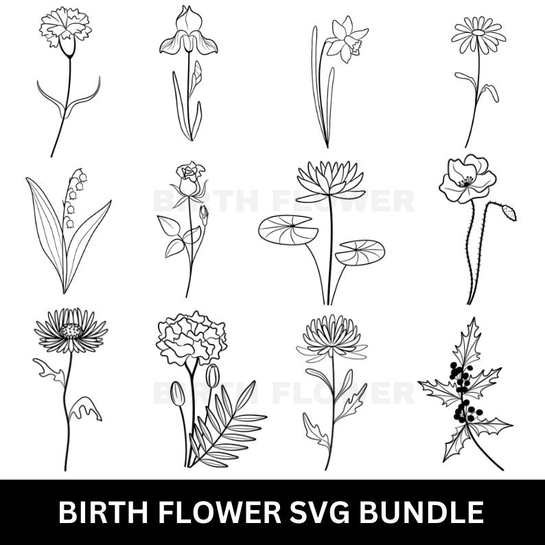 High Quality Birth Flower Svg Bundle, Birth Flower Vector Wall Art ...