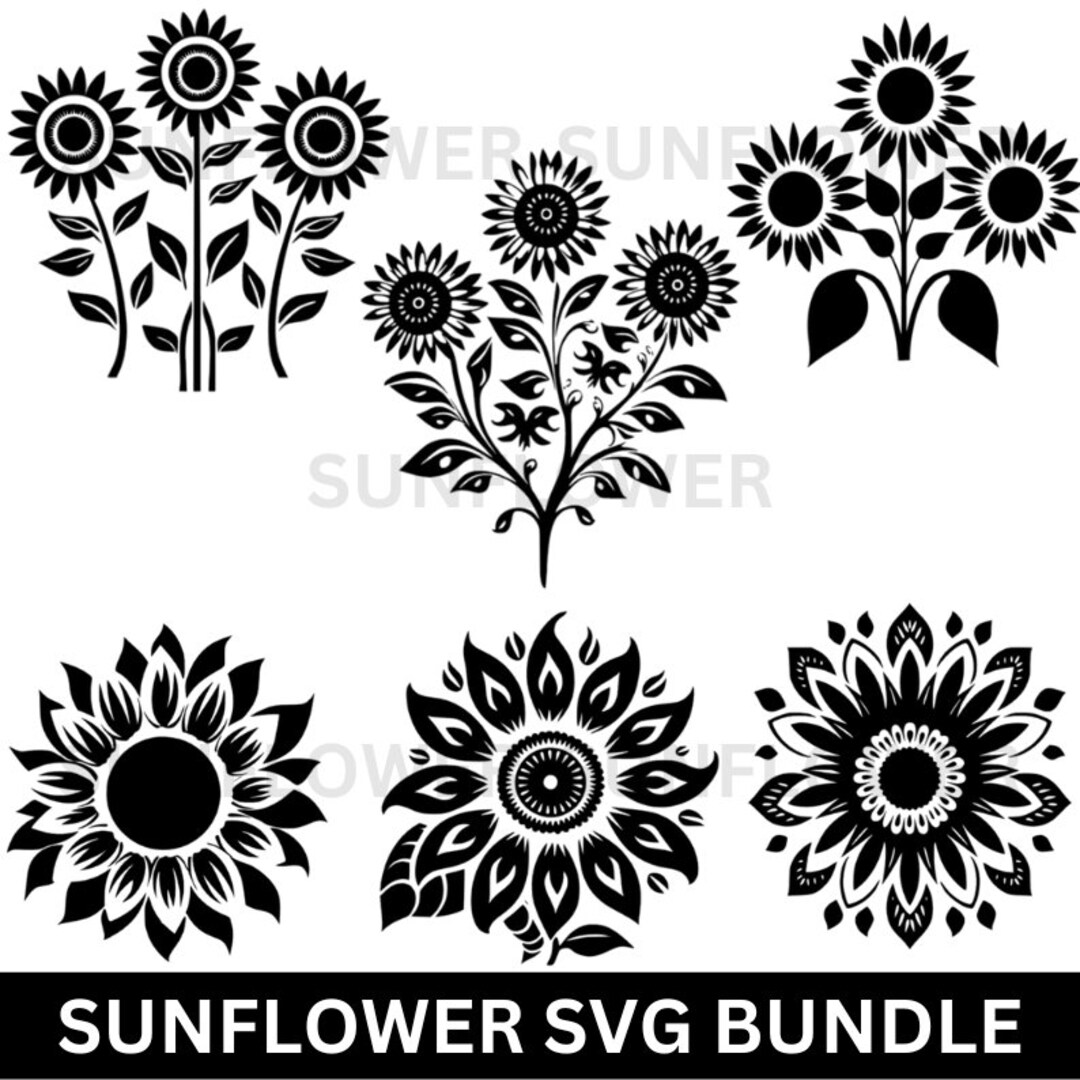 High Quality Sunflower Bundle SVG & PNG, Sunflower Vector Wall Art ...
