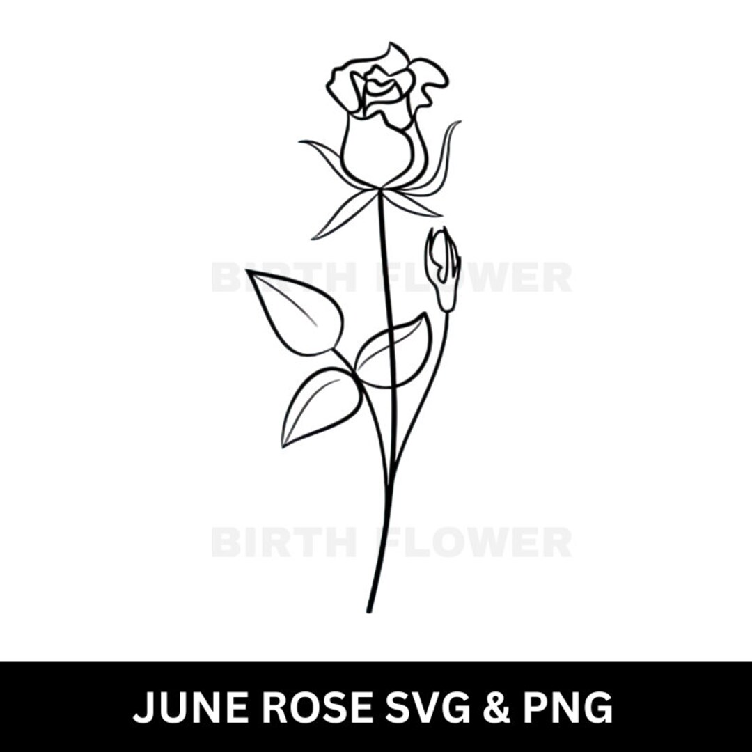 High Quality June Rose Birth Flower Svg & Png, Birth Flower Vector Wall ...