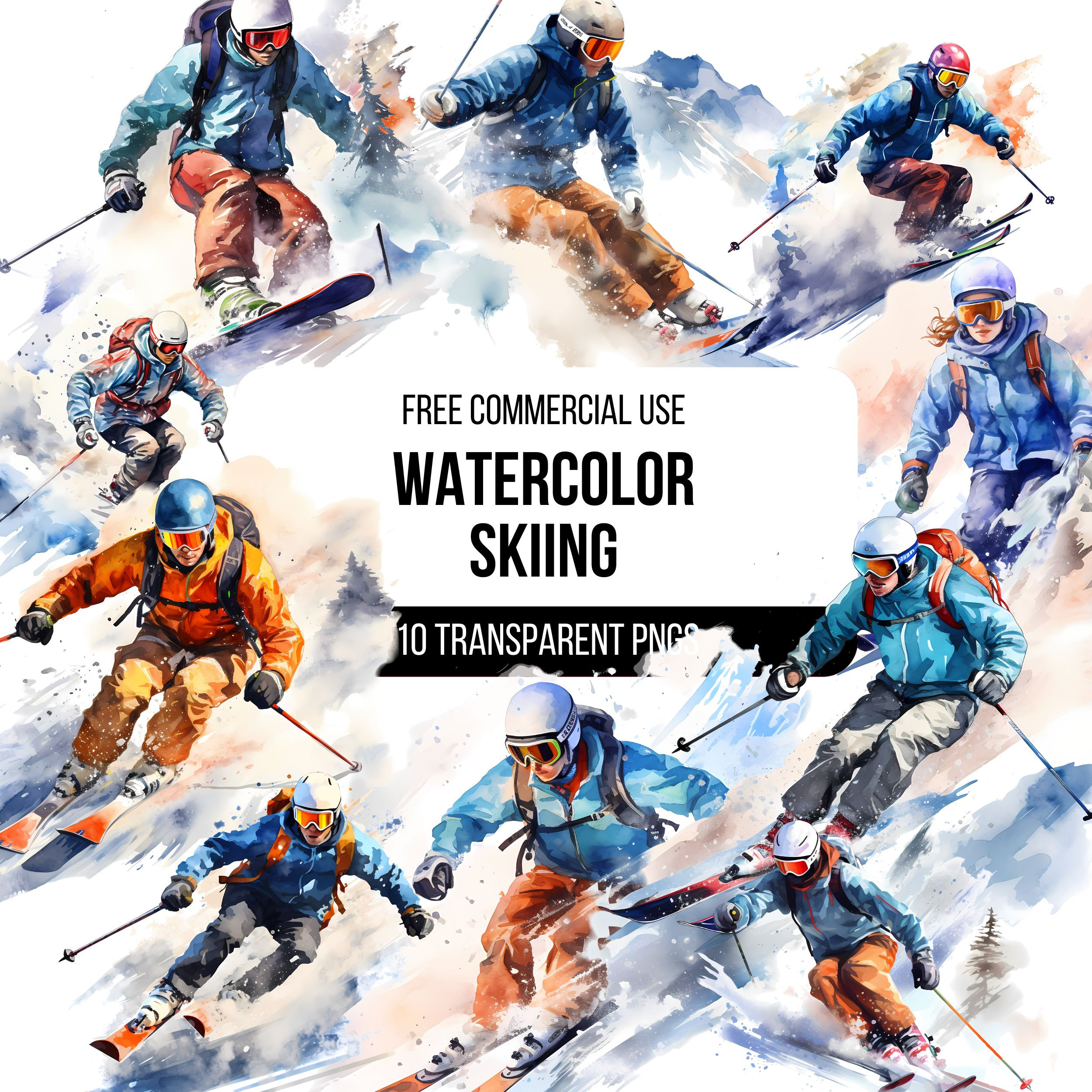 Watercolor Skiing Clipart - 10 High Quality Transparent Pngs ...