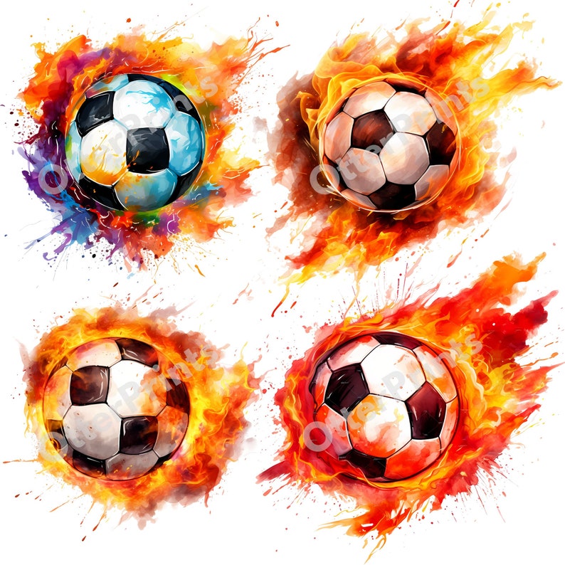 Flaming Soccer Ball Clipart - 12 High Quality Watercolor Transparent ...
