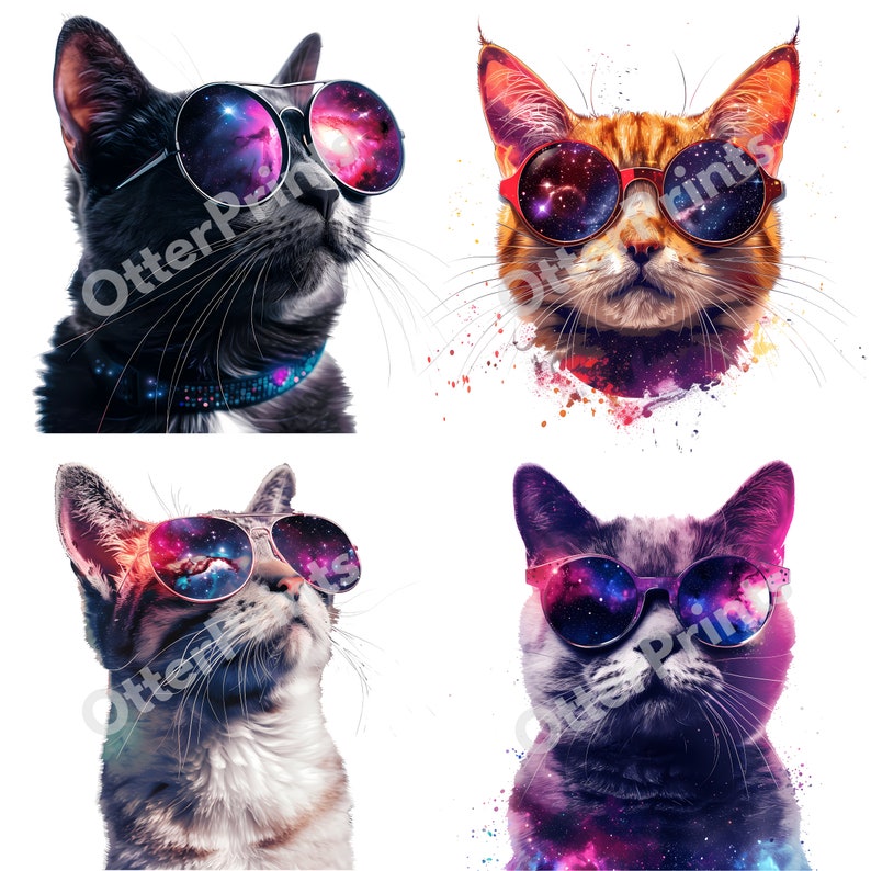 Cat in Galaxy Sunglasses Clipart - 12 High Quality Transparent Pngs ...