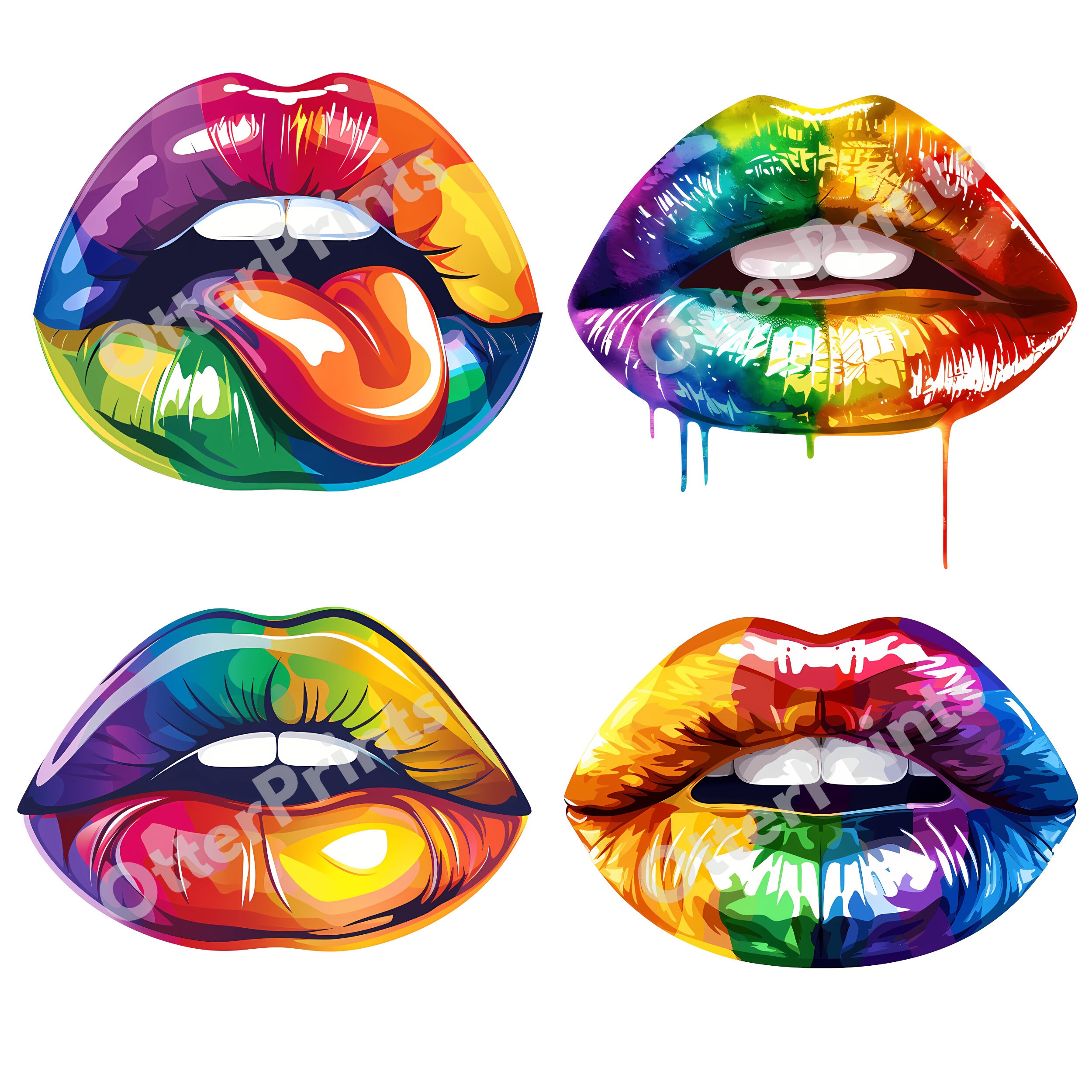 Rainbow Lips Clipart 12 High Quality Transparent Pngs Illustration ...