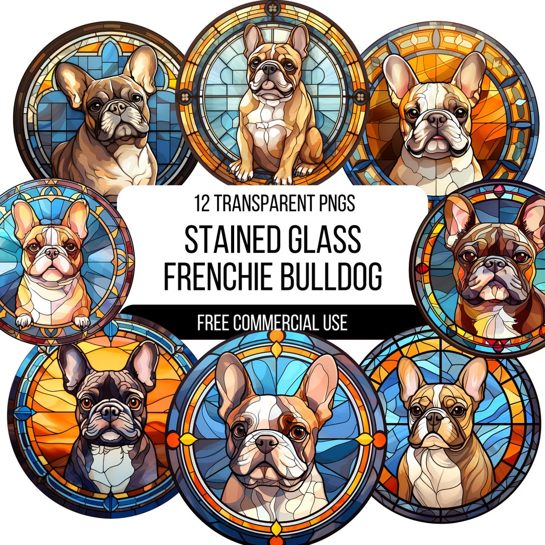 Frenchie Bulldog Stained Glass Window Clipart - 12 High Quality ...