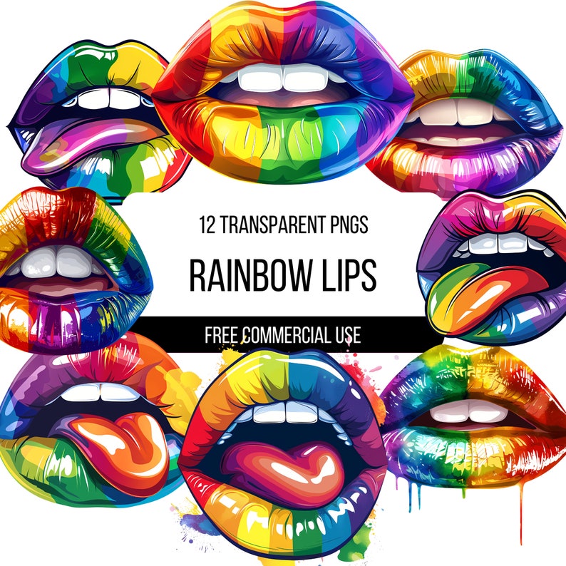 Rainbow Lips Clipart - 12 High Quality Transparent Pngs | Illustration ...