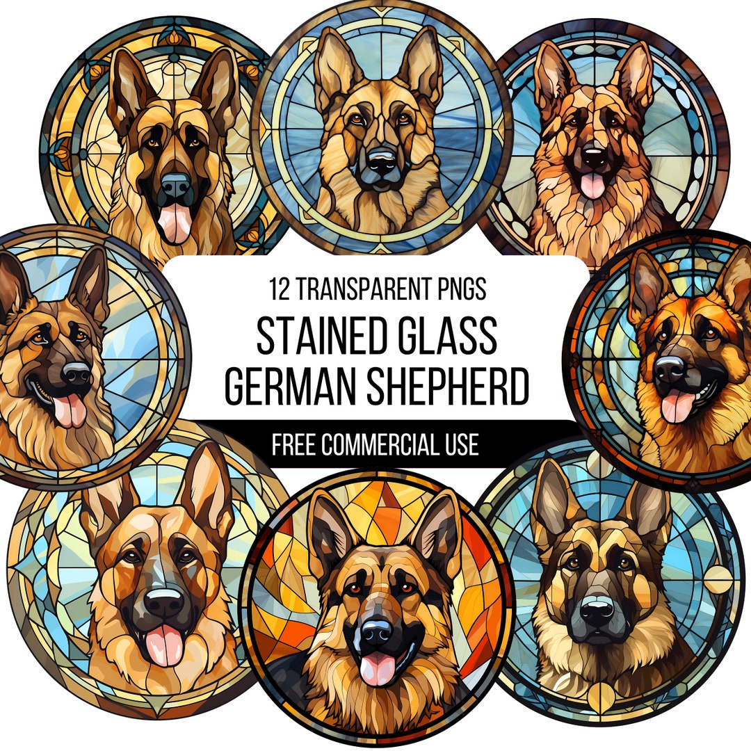 German Shepherd Stained Glass Window Clipart - 12 High Quality ...