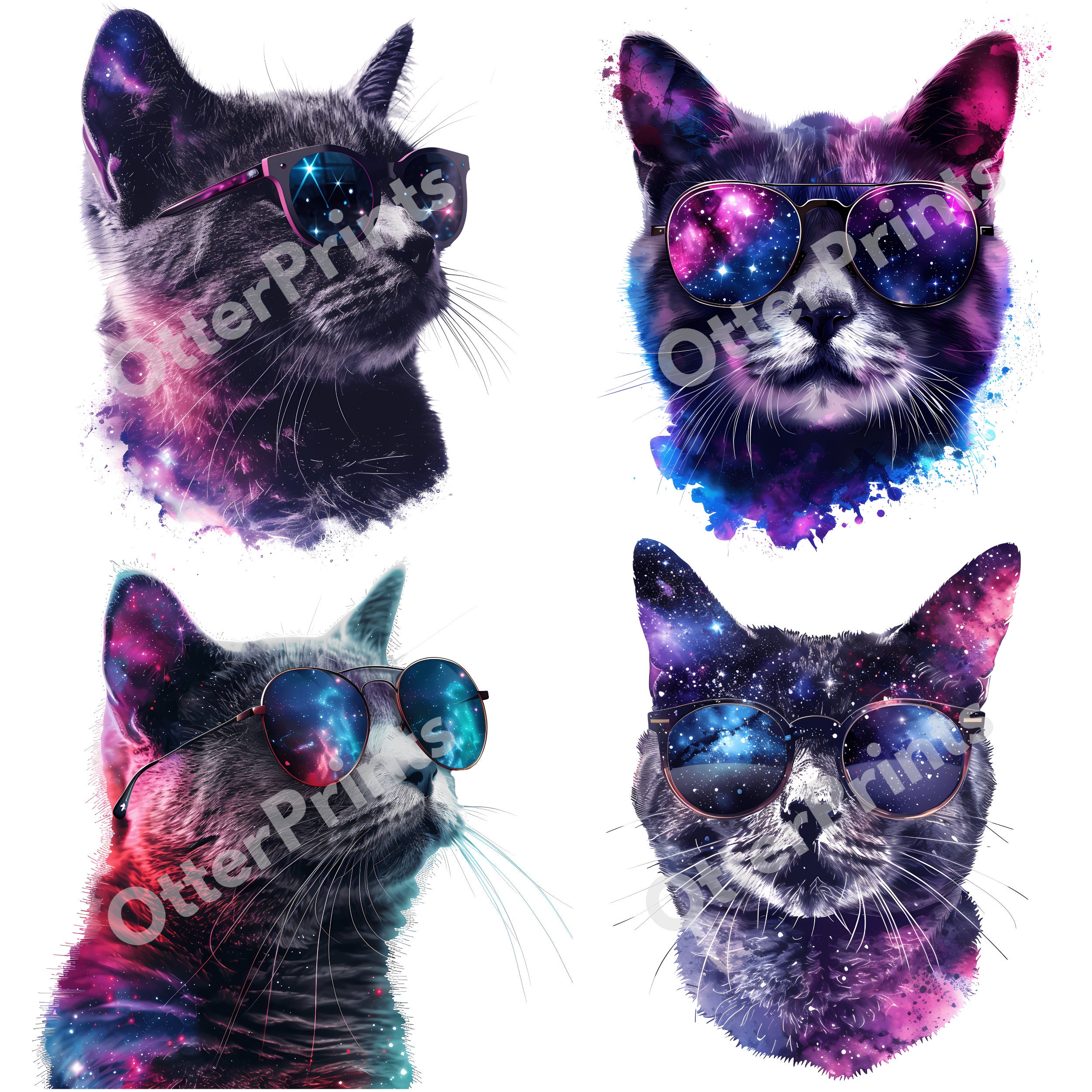 Cat in Galaxy Sunglasses Clipart - 12 High Quality Transparent Pngs ...
