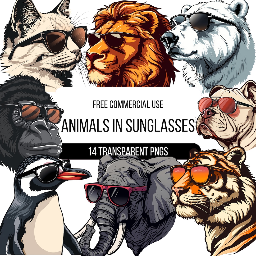 Cool Animals in Sunglasses Clipart - 14 High Quality Transparent Pngs ...