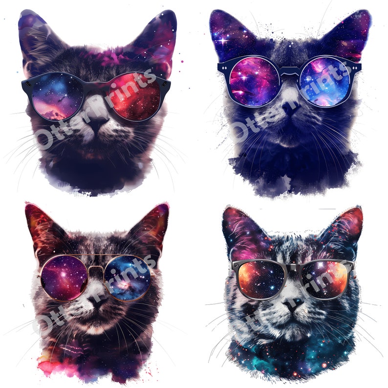 Cat in Galaxy Sunglasses Clipart - 12 High Quality Transparent Pngs ...