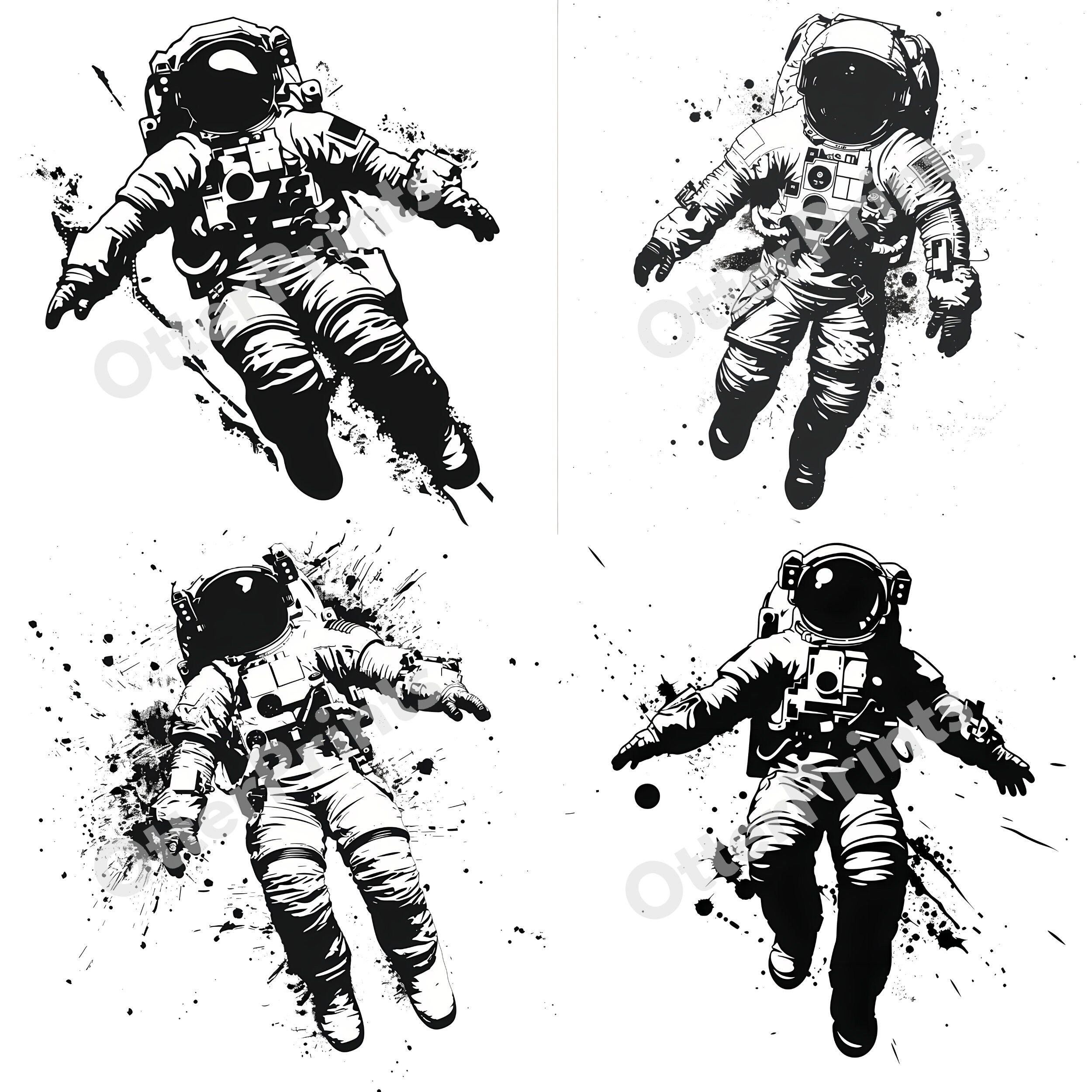 Astronaut Black & White Clipart - 12 High Quality Transparent Pngs ...