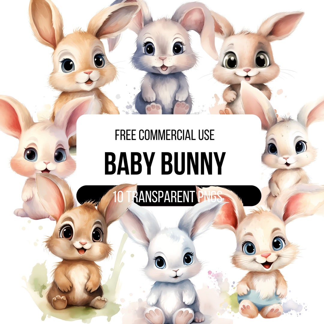 Watercolor Baby Bunny Clipart - 10 High Quality Transparent Pngs | Cute ...
