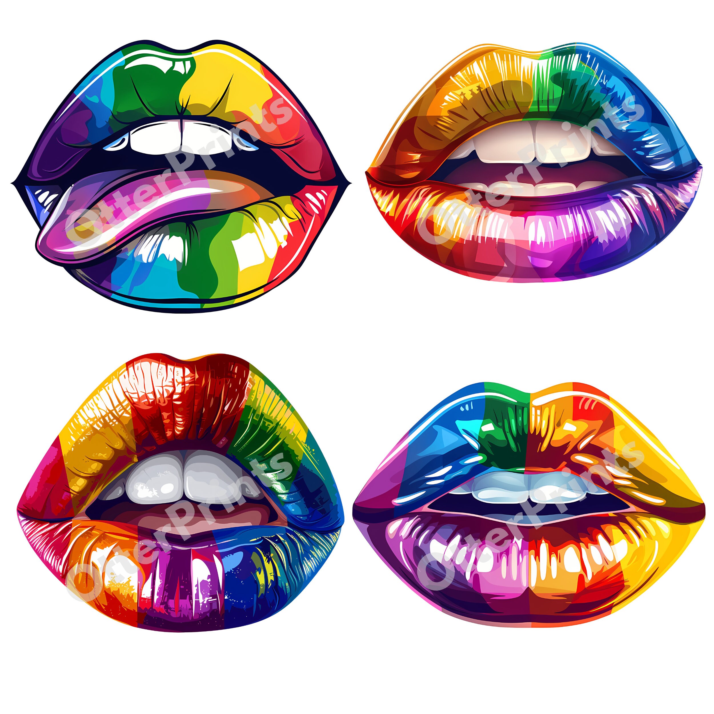 Rainbow Lips Clipart 12 High Quality Transparent Pngs Illustration ...
