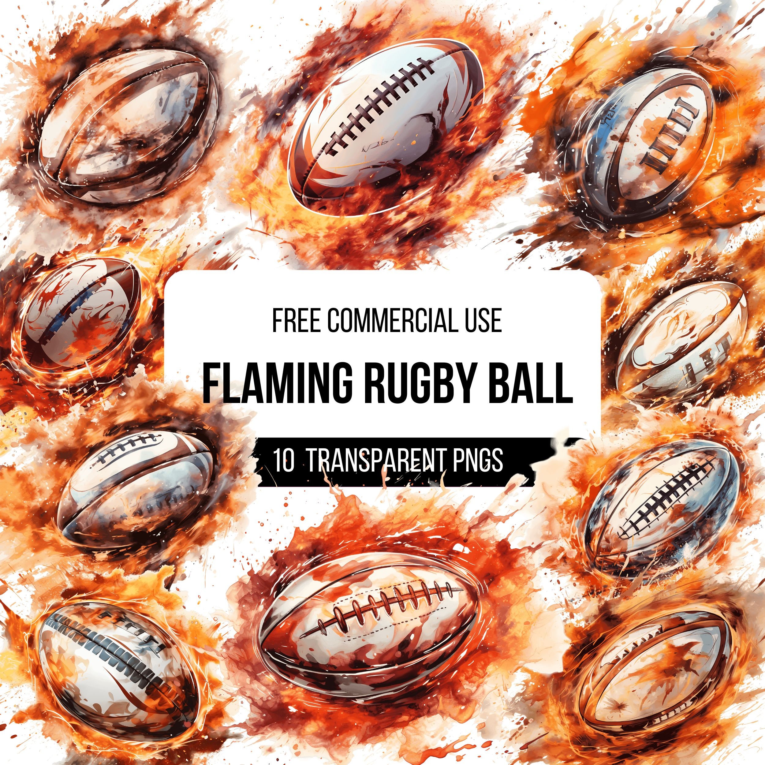 Rugby Ball on Fire Clipart - 10 High Quality Transparent Pngs ...