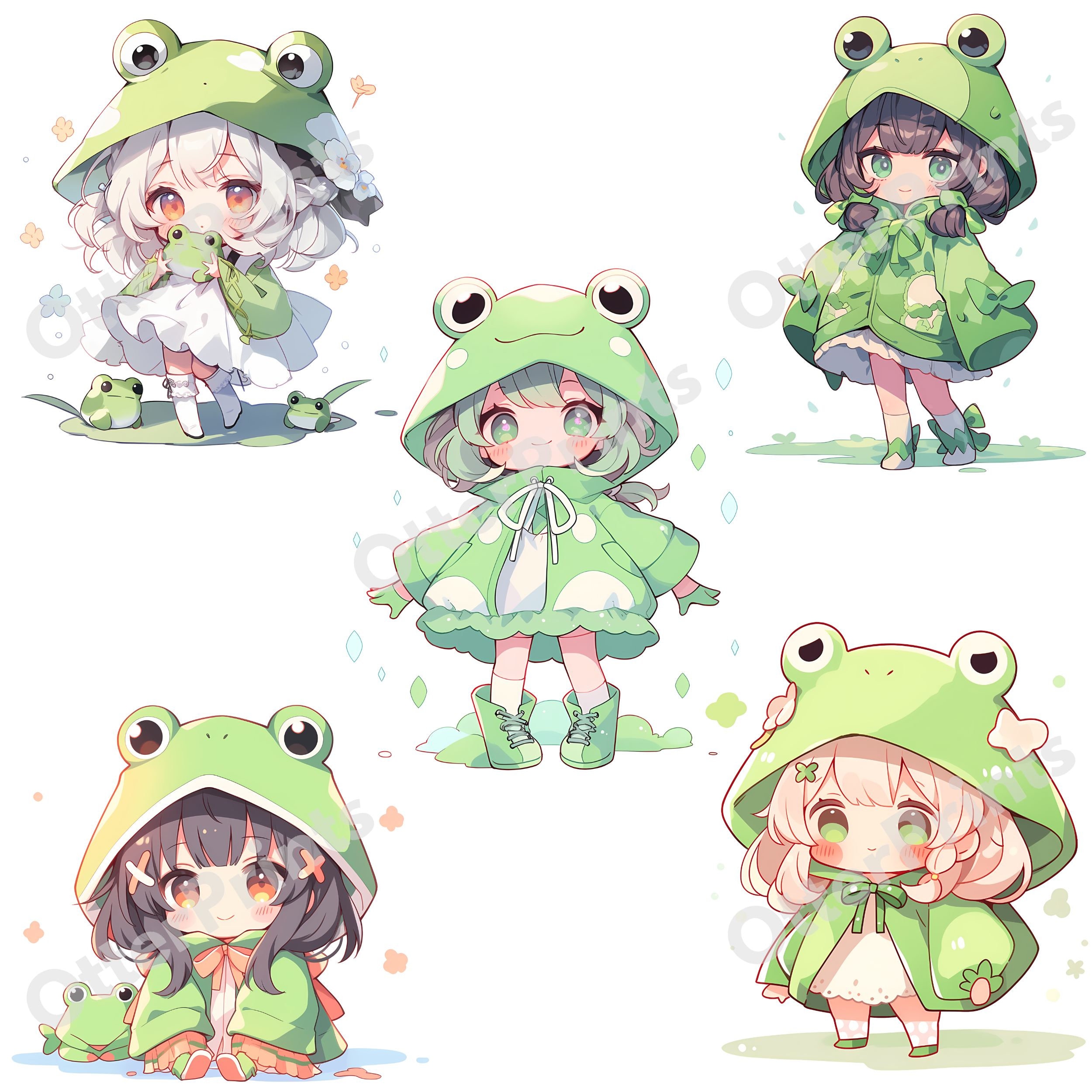 Chibi Frog Girl Clipart 10 High Quality Transparent Pngs - Etsy