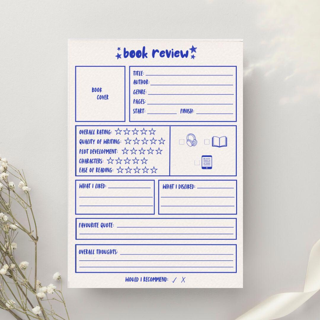 Printable Book Review Template: Reading Journal, Book Tracker (PDF ...