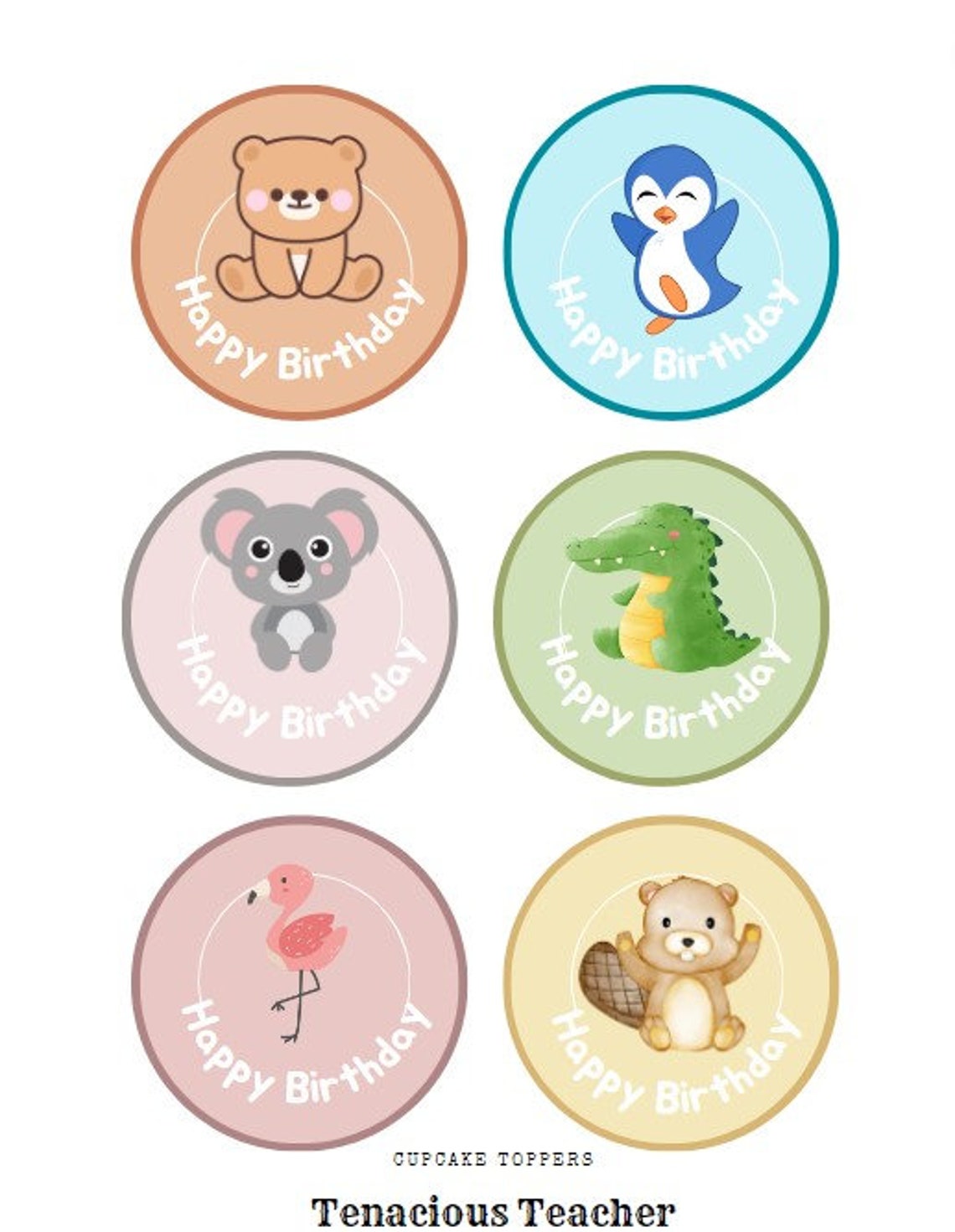 Happy Birthday Printable Cupcake Toppers | Digital Download Baby Wild ...