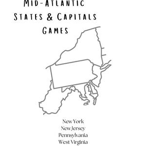 Learning US Geography Mid Atlantic Region States & Capitals Games ...