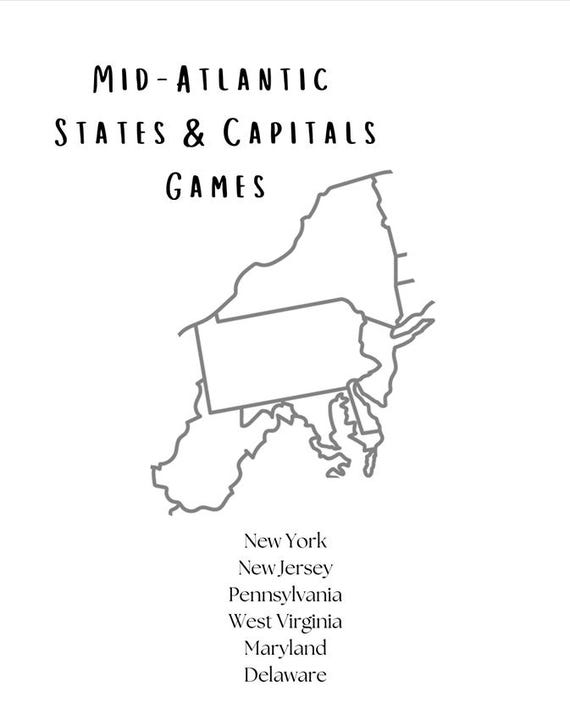 Mapa En Blanco De Los Estados Del Atlántico Medio