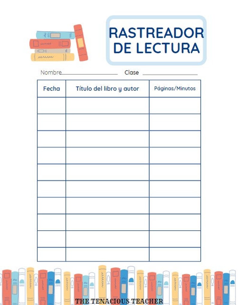 Rastreador De Lectura En Espanol | Reading Log in Spanish - Etsy