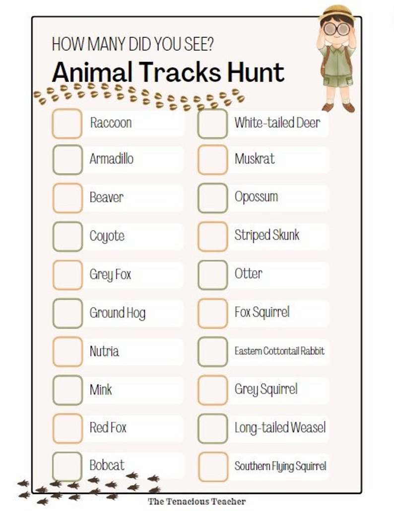 Animal Tracks of NC Printable Cards | Nature Study Digital Download ...