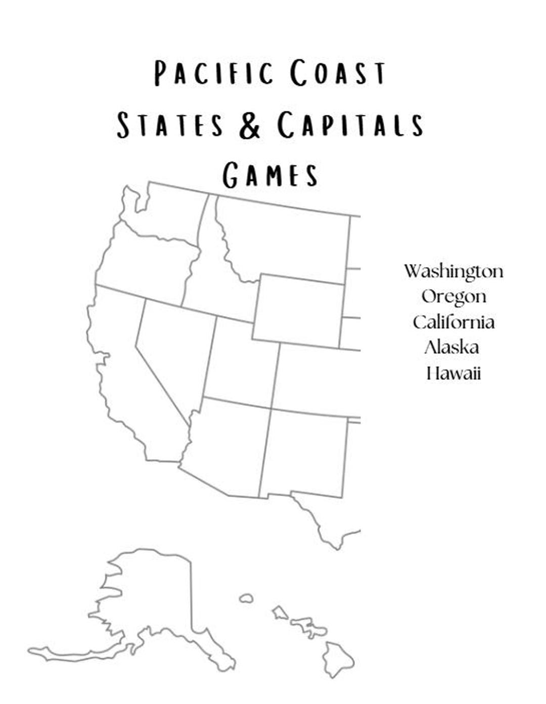 Learning US Geography Pacific Coast Region States & Capitals Games ...