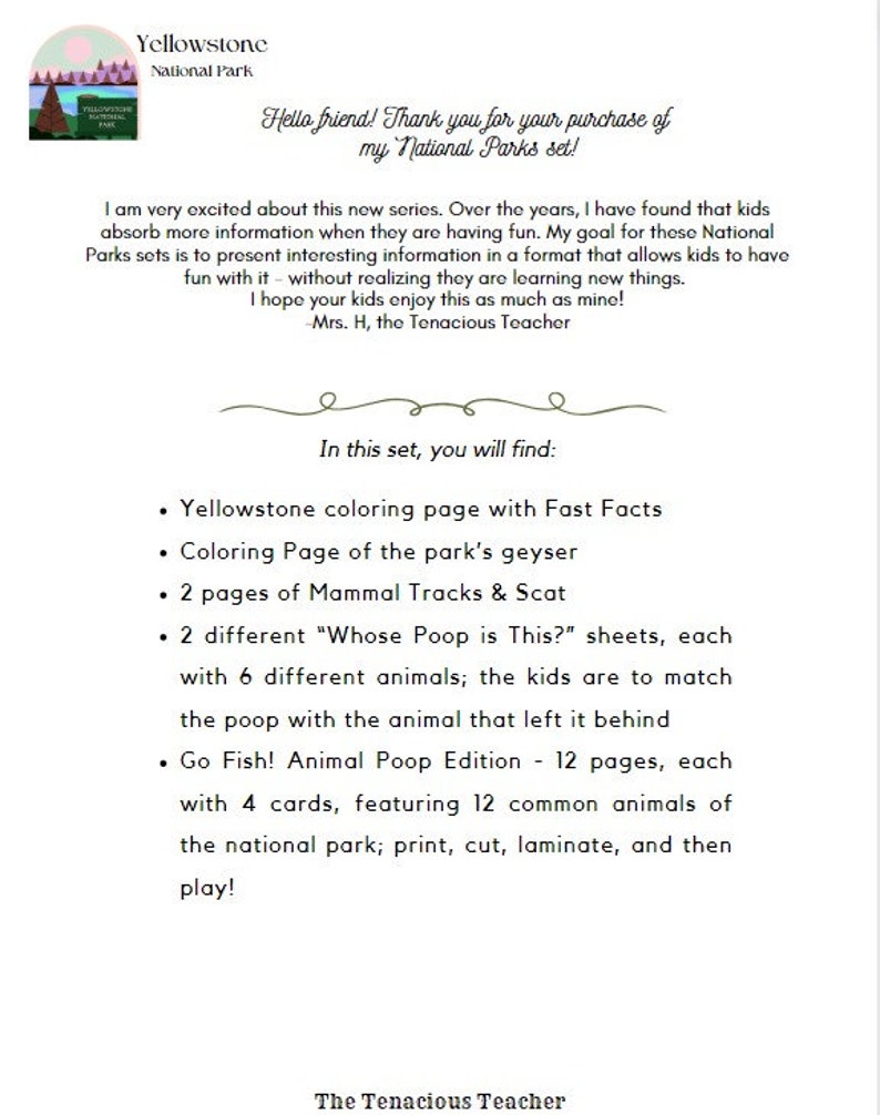 Yellowstone National Park Activity Pack | Coloring Pages, Tracks, Go ...