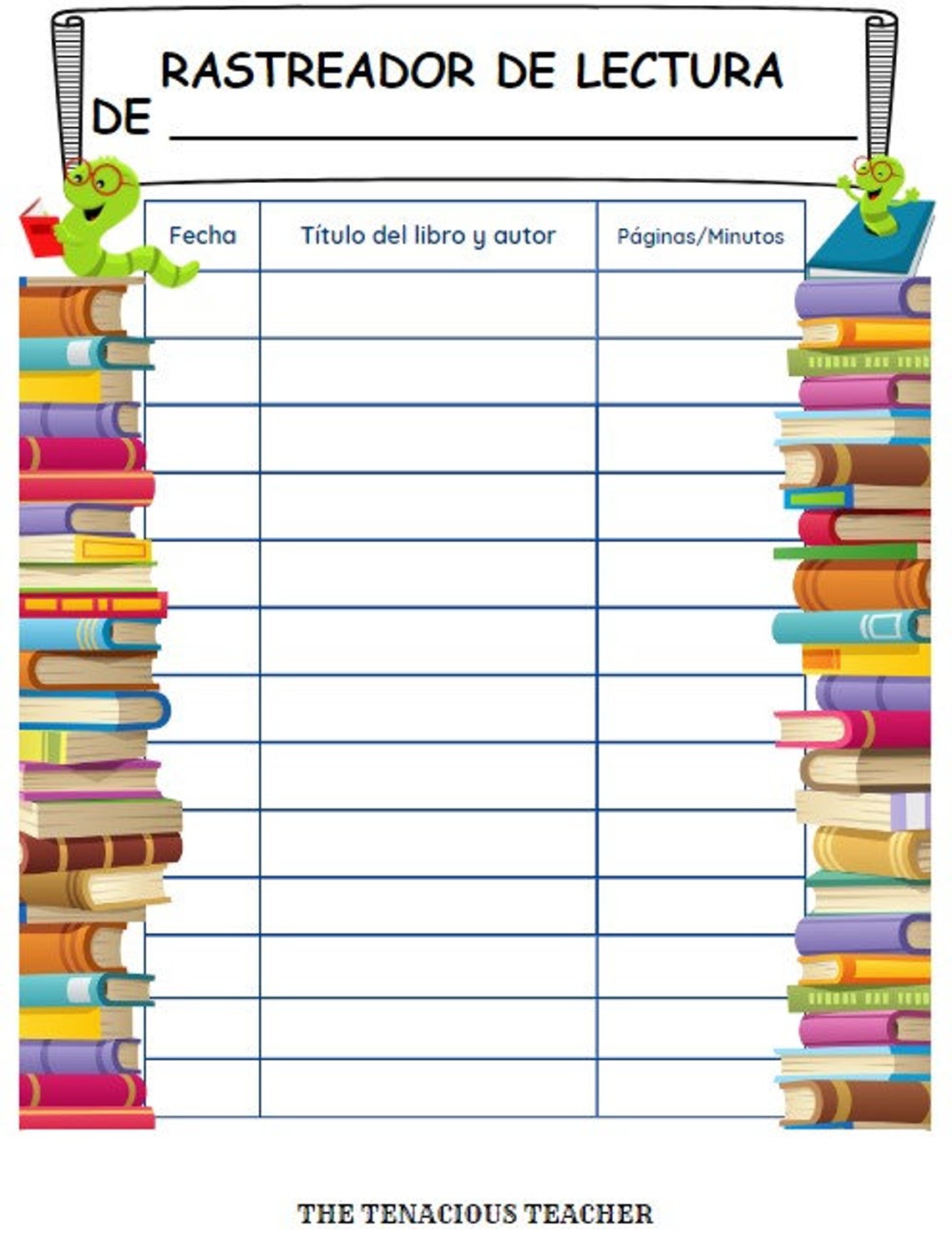 Rastreador De Lectura En Espanol | Reading Log in Spanish - Etsy