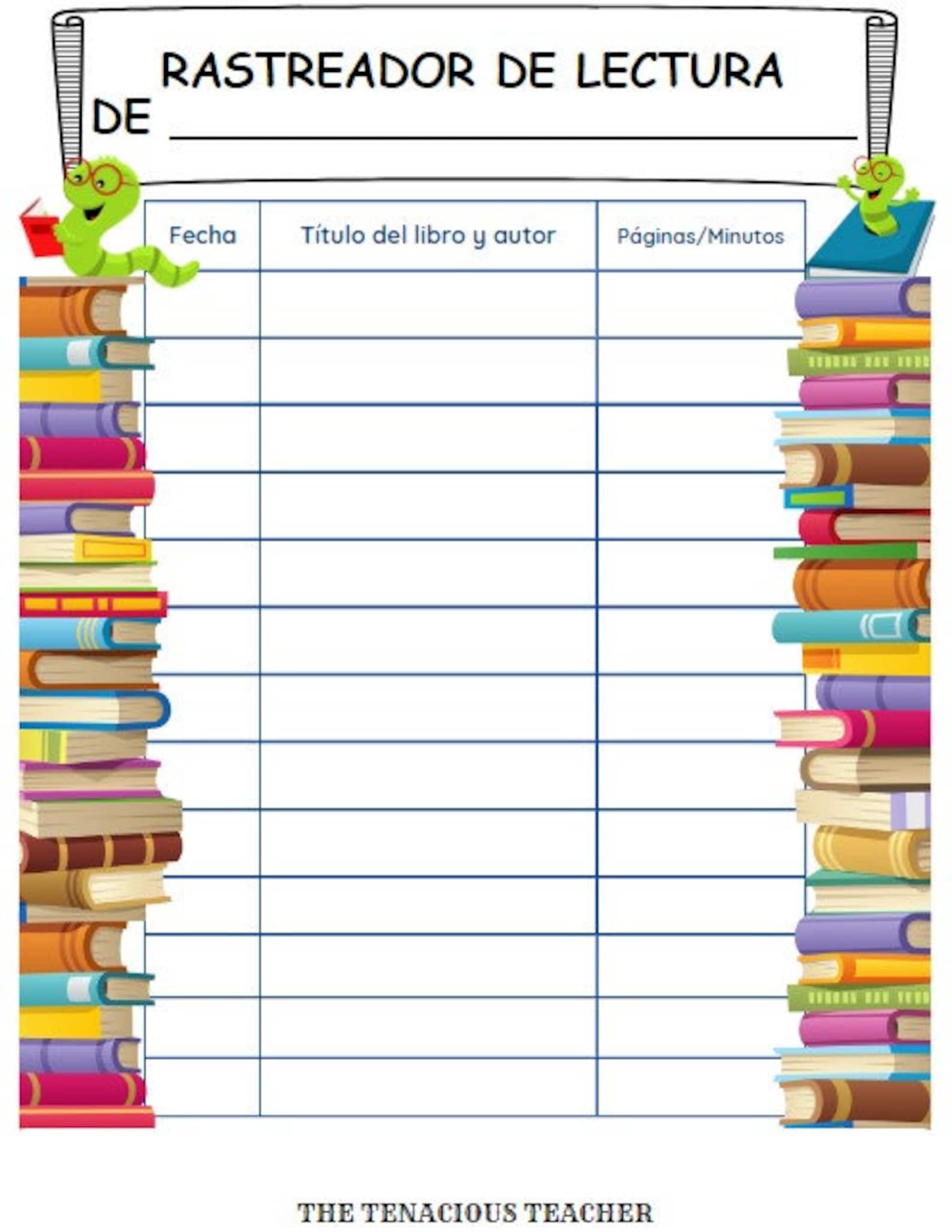 Rastreador De Lectura En Espanol | Reading Log in Spanish - Etsy