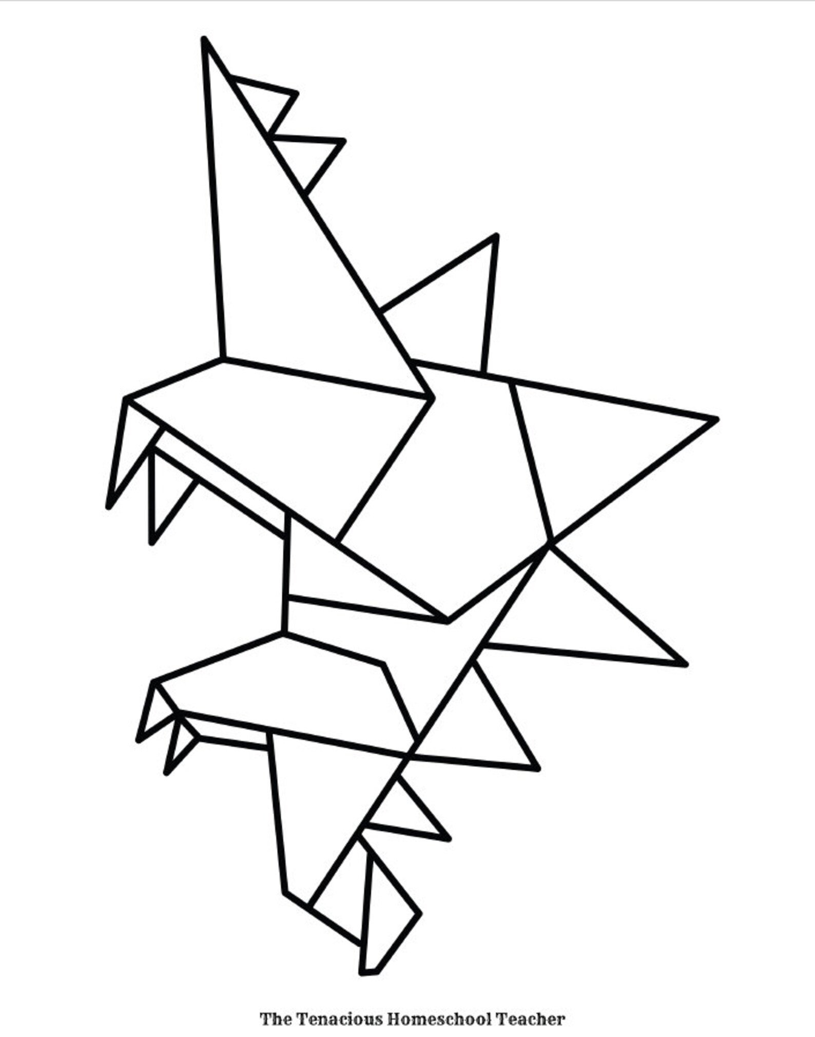 Geometric Dinosaur Designs | Dino Origami Coloring Activity Pages - Etsy