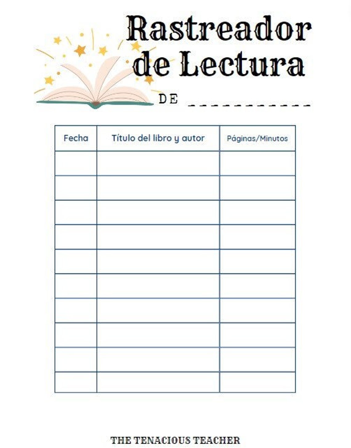 Rastreador De Lectura En Espanol | Reading Log in Spanish - Etsy