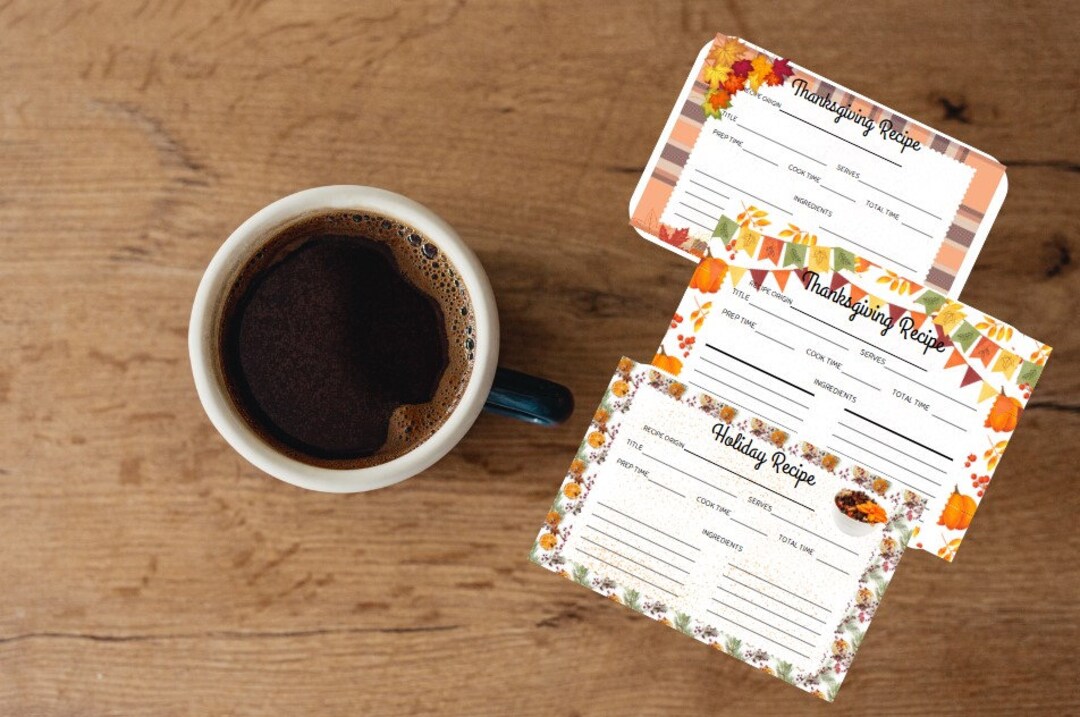 Fun Fall Themed Recipe Cards | Thanksgiving Family Favorite Recipes ...