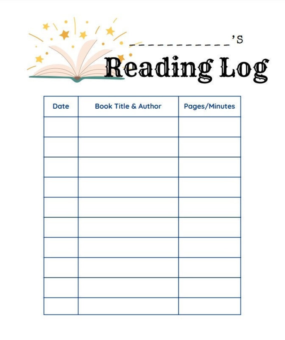 Kids Reading Log Printable | Homeschool Tracker (digital Download) - Etsy