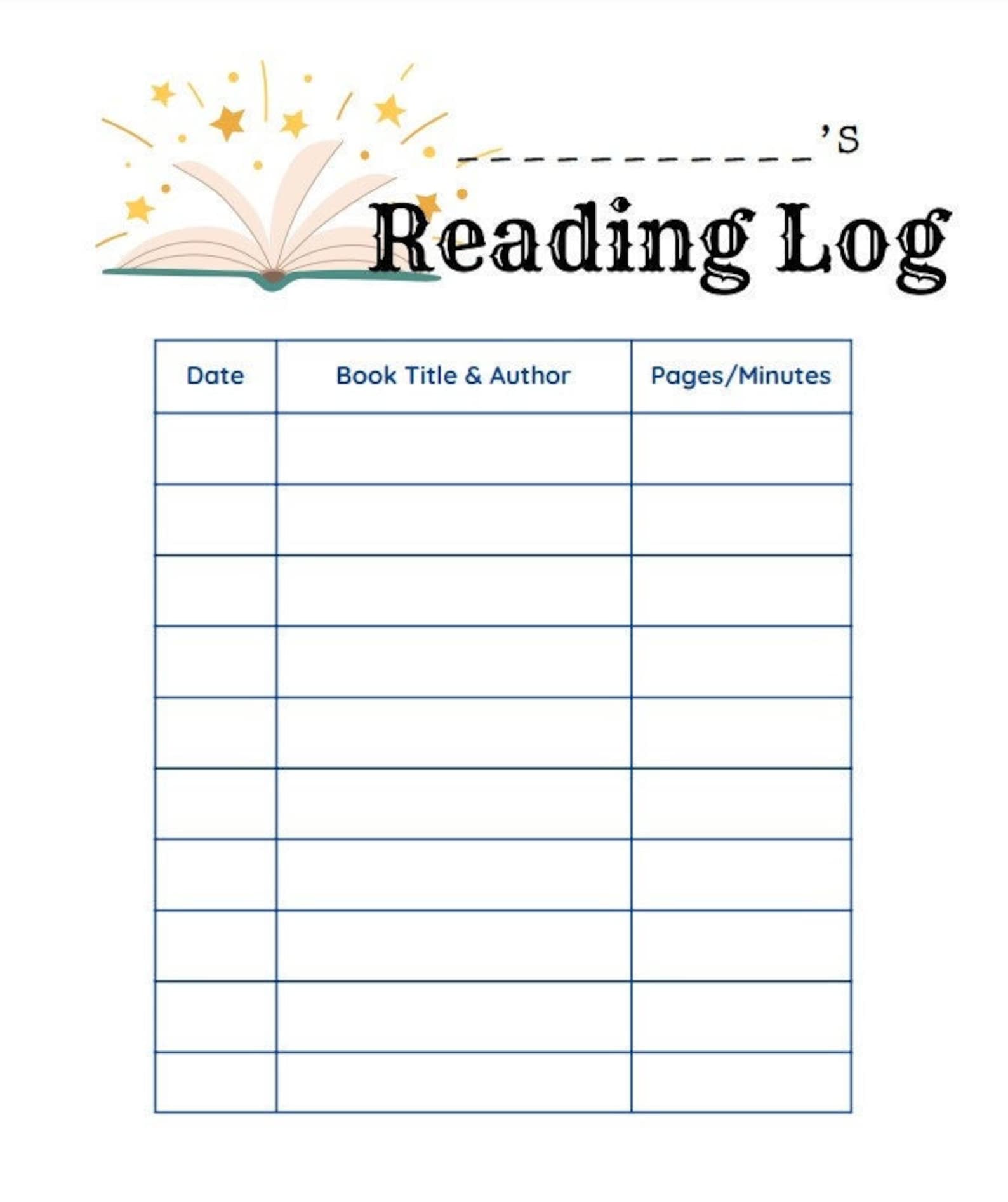 Reading Logs for Kids Printable | Digital Download Reading Tracker ...