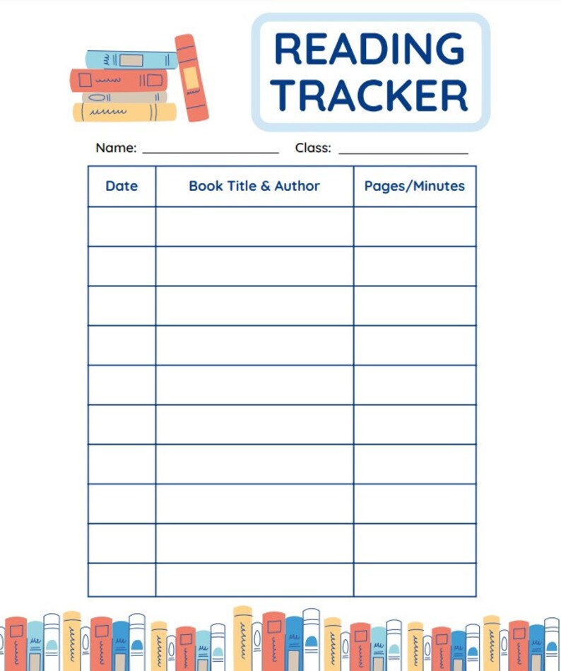 Kids Reading Log Printable | Homeschool Tracker (digital Download) - Etsy