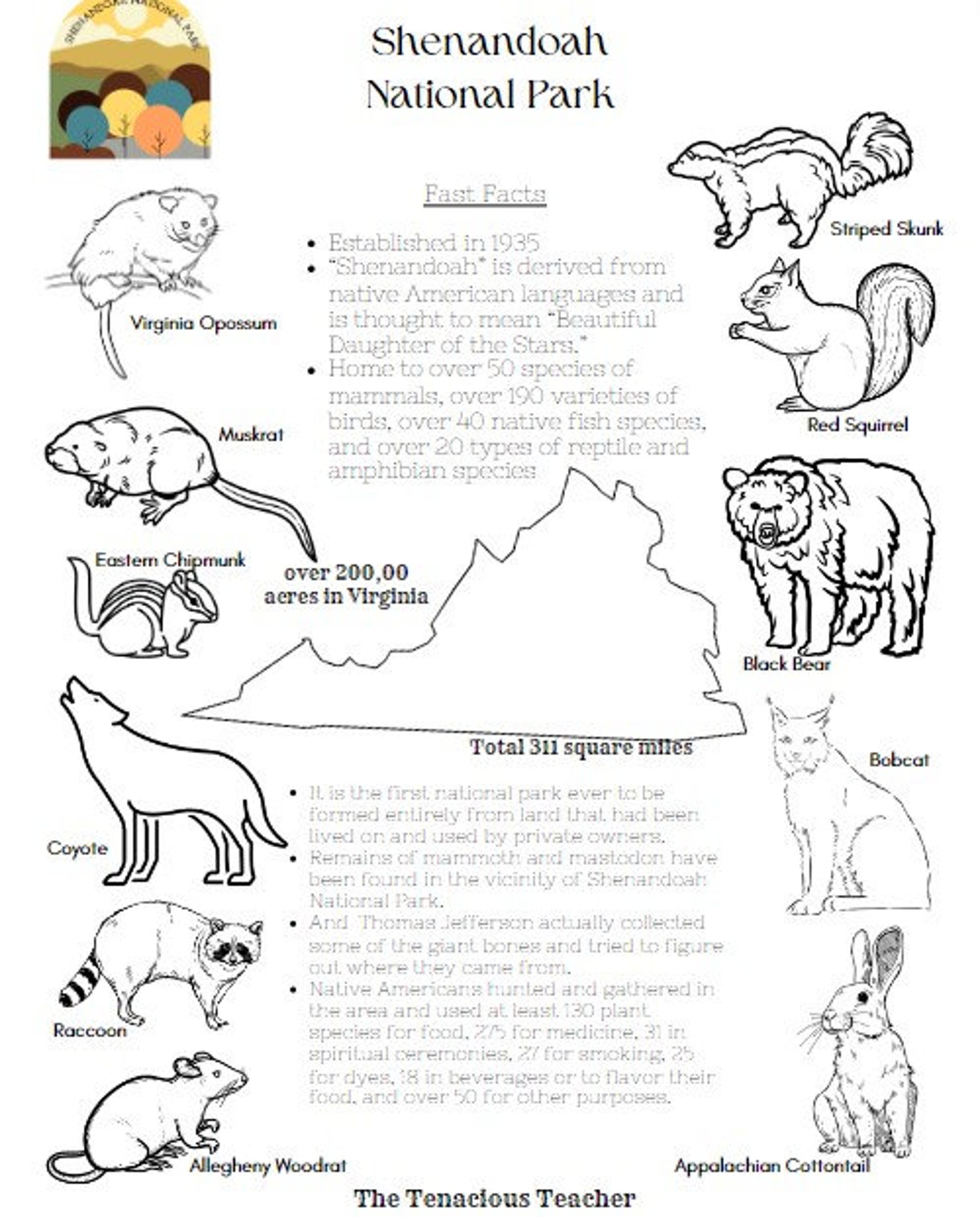 Shenandoah National Park Printables | Digital Download Coloring Pages ...