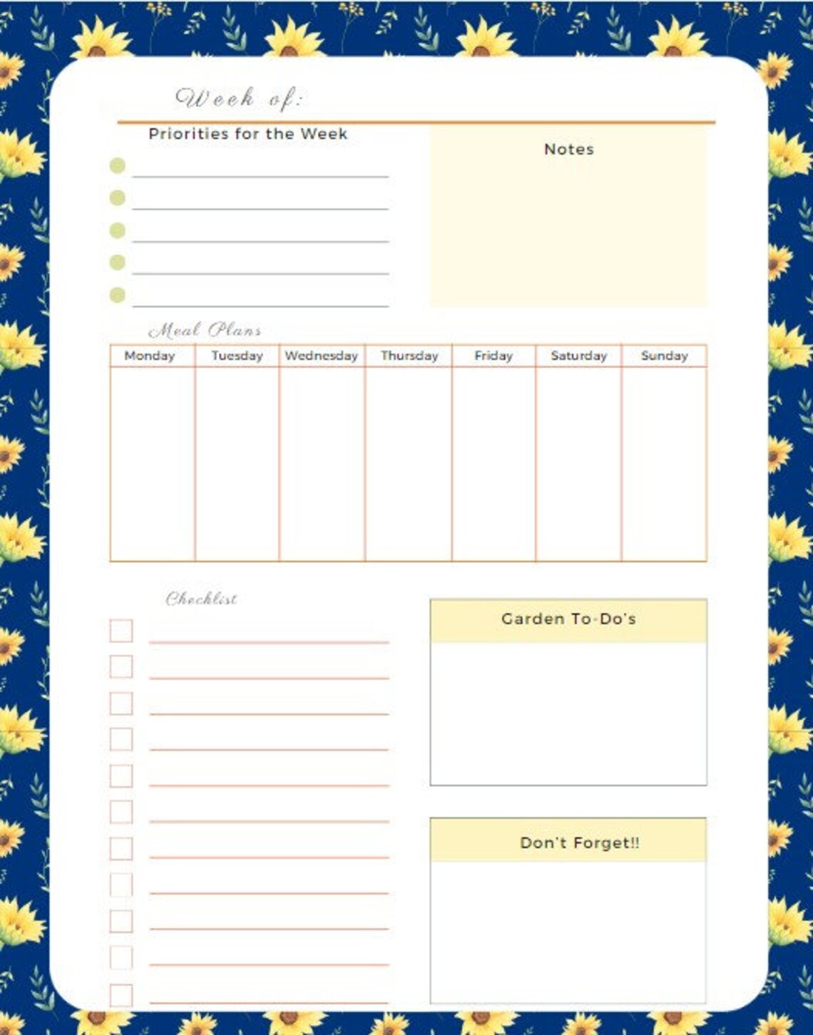 Sunflower Life Planner & Journal 2024 | Monthly and Weekly Layout ...