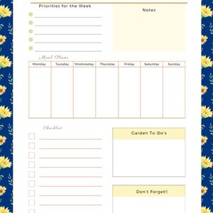 Sunflower 2024 Planner & Gratitude Journal | Meal, Party Planning ...