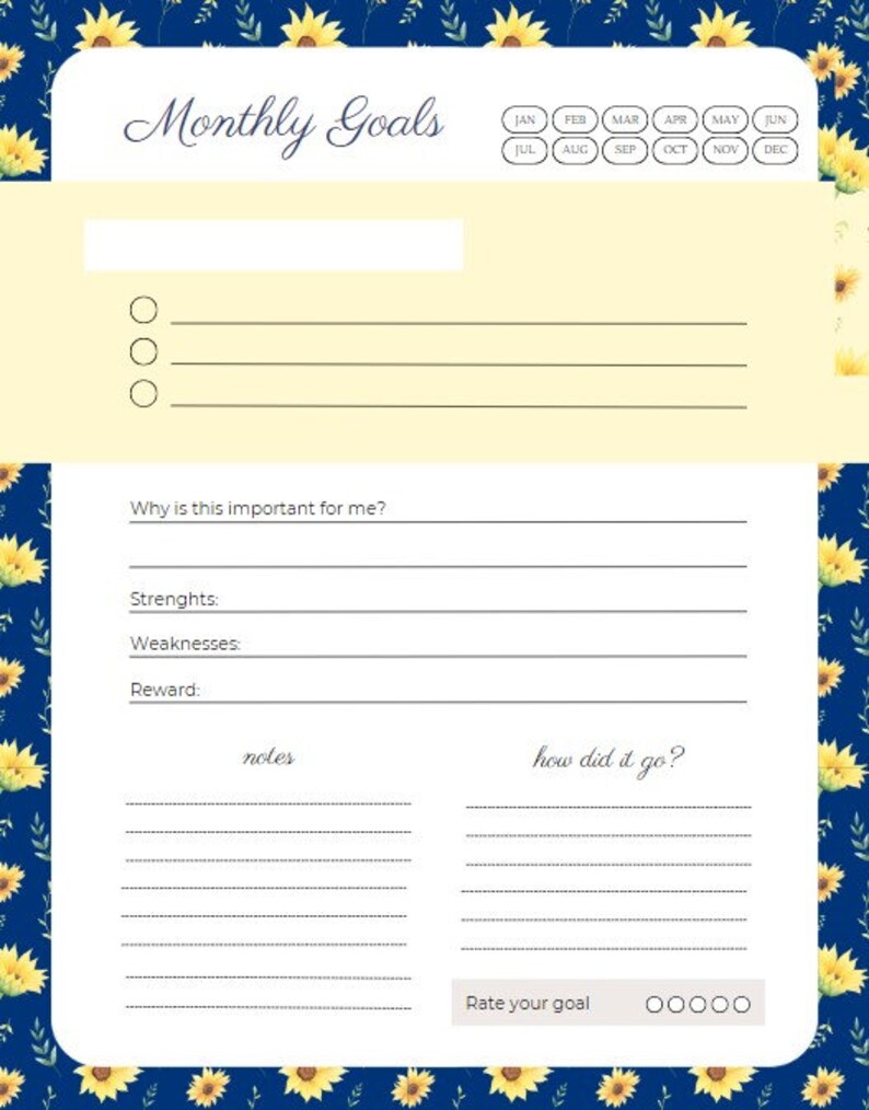 Sunflower Life Planner & Journal 2024 | Monthly and Weekly Layout ...