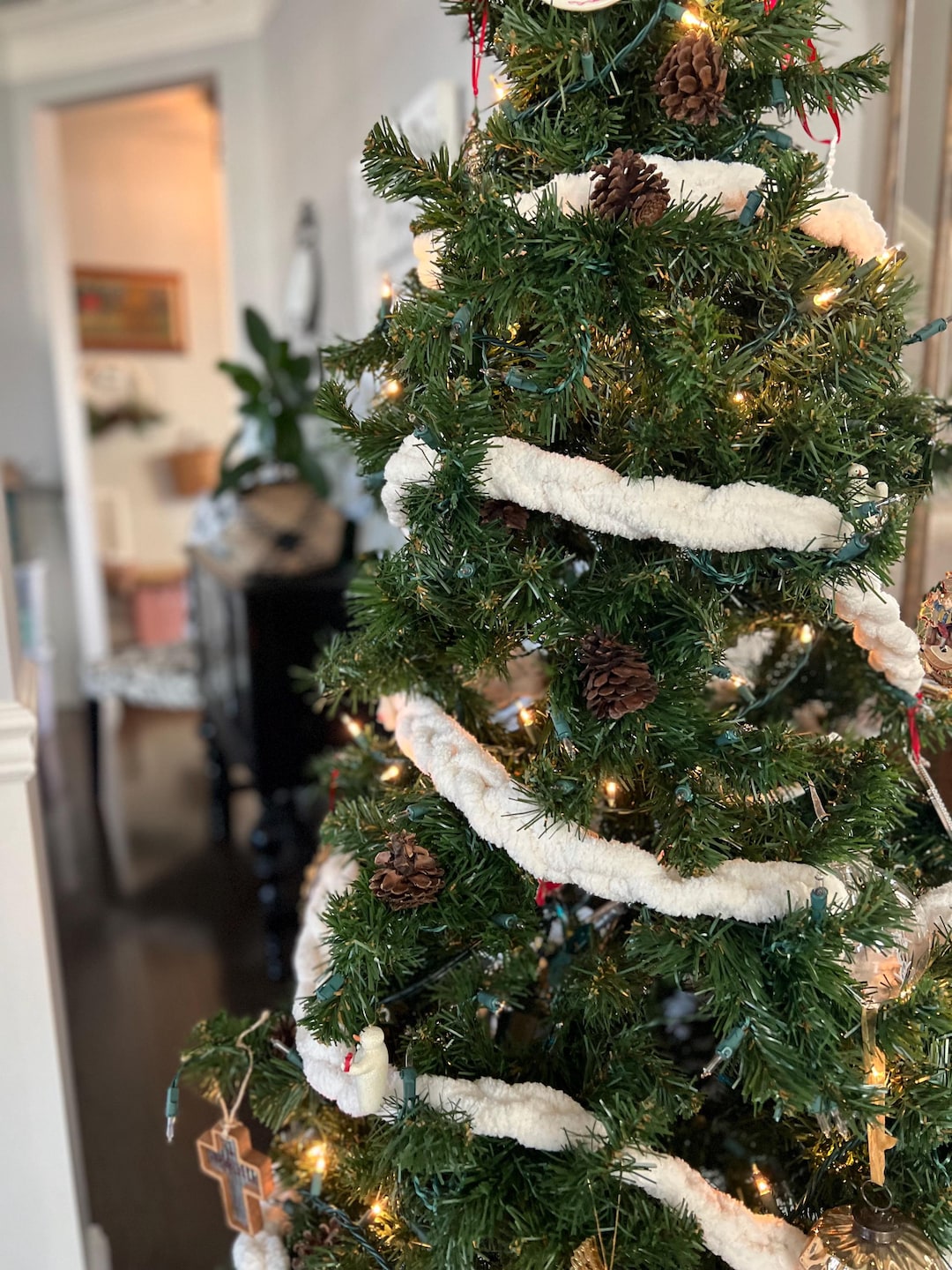 Hand Knitted Christmas Tree Garland | Christmas Decor | Holiday - Etsy