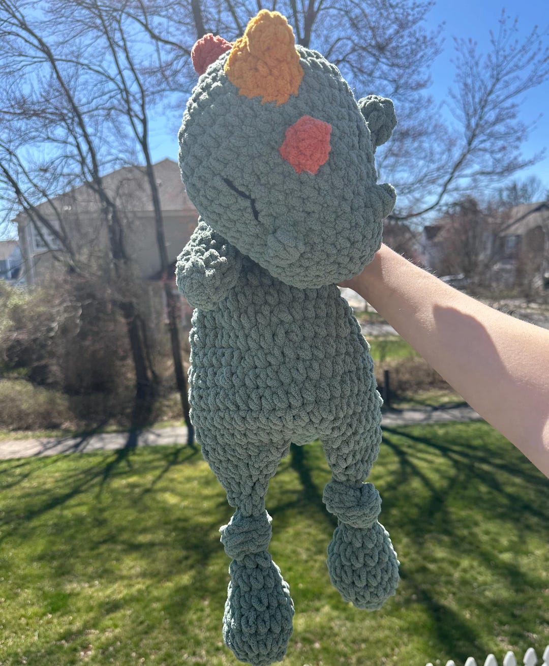 Crocheted Large Dinosaur Lovey | Baby Snuggler | Baby Safe Crocheted ...
