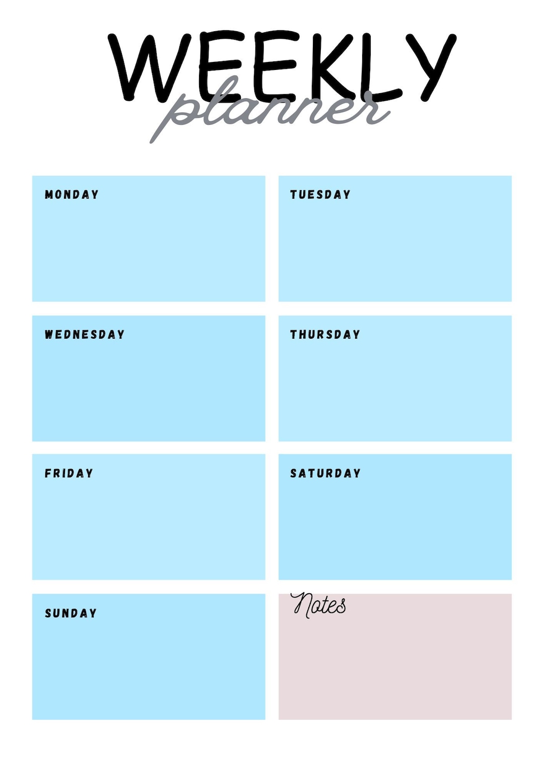 Printable Weekly Planner Template - Etsy