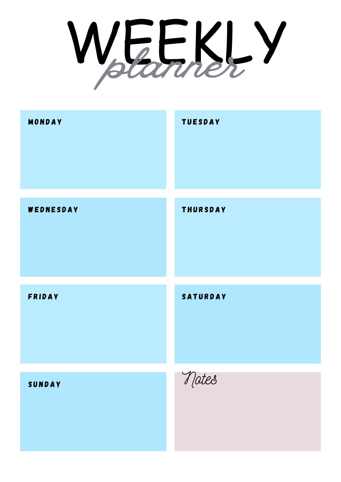 Printable Weekly Planner Template - Etsy