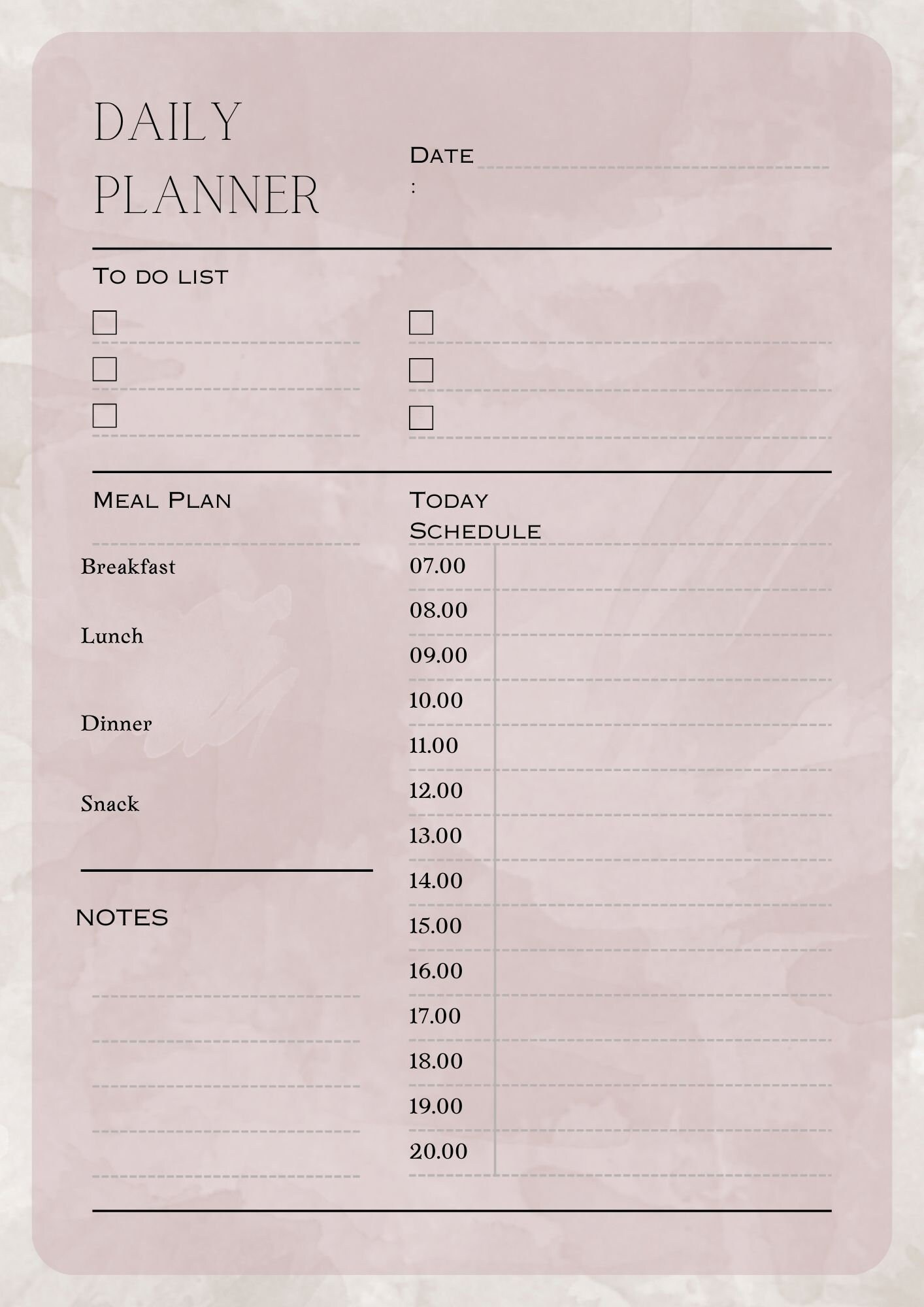 Printable Daily Planner Template - Etsy