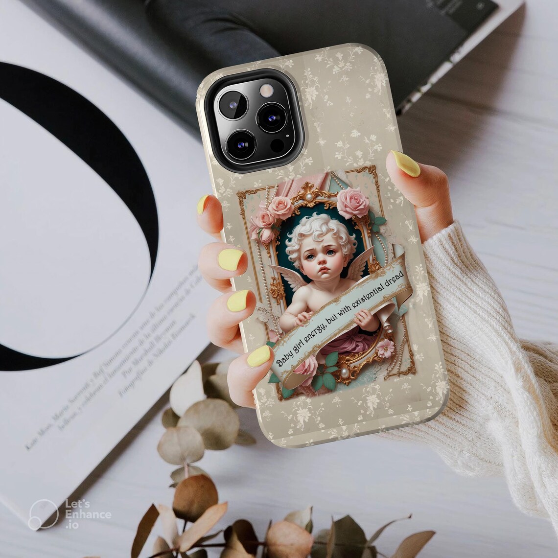 Aesthetic Angel Phone Case, Rococo Cherub Art, Durable Tough Cover ...