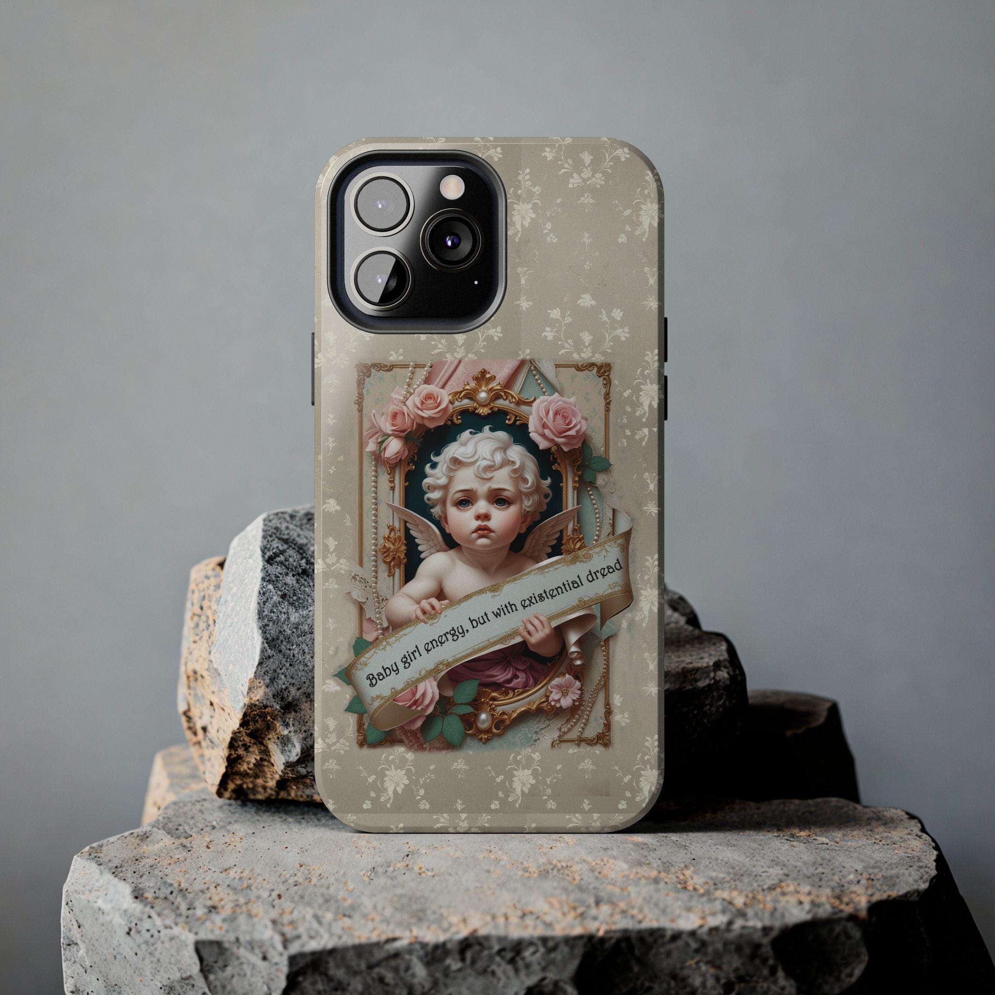 Aesthetic Angel Phone Case, Rococo Cherub Art, Durable Tough Cover ...