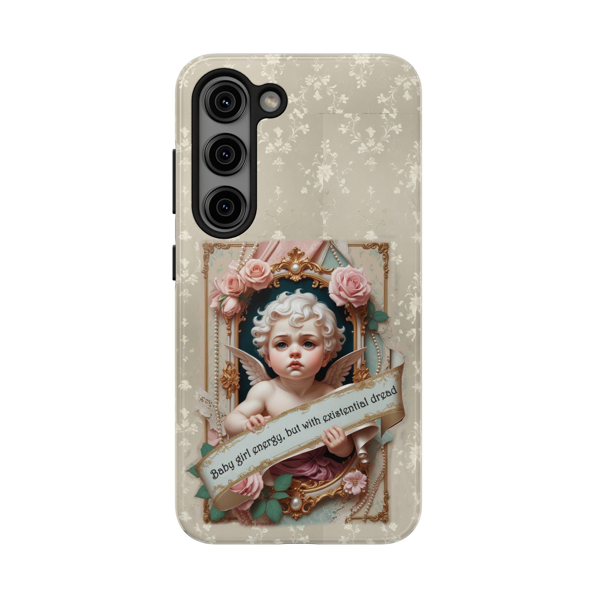 Aesthetic Angel Phone Case, Rococo Cherub Art, Durable Tough Cover ...
