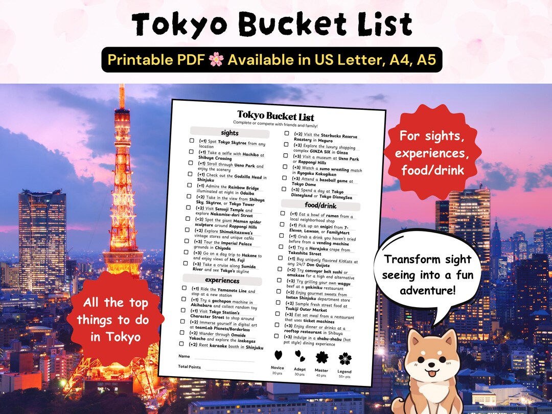 Tokyo Bucket List | Printable Travel Checklist | Japan Travel Planner ...