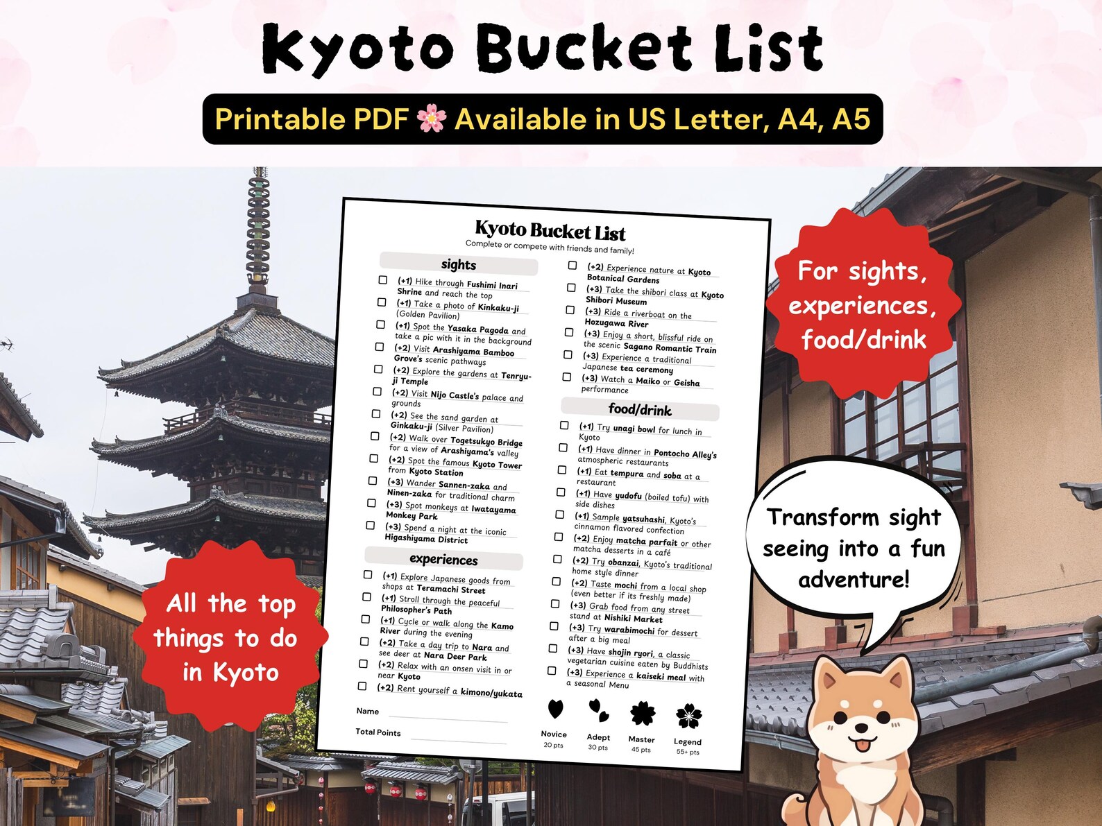 Kyoto Bucket List | Printable Travel Checklist | Japan Travel Planner ...