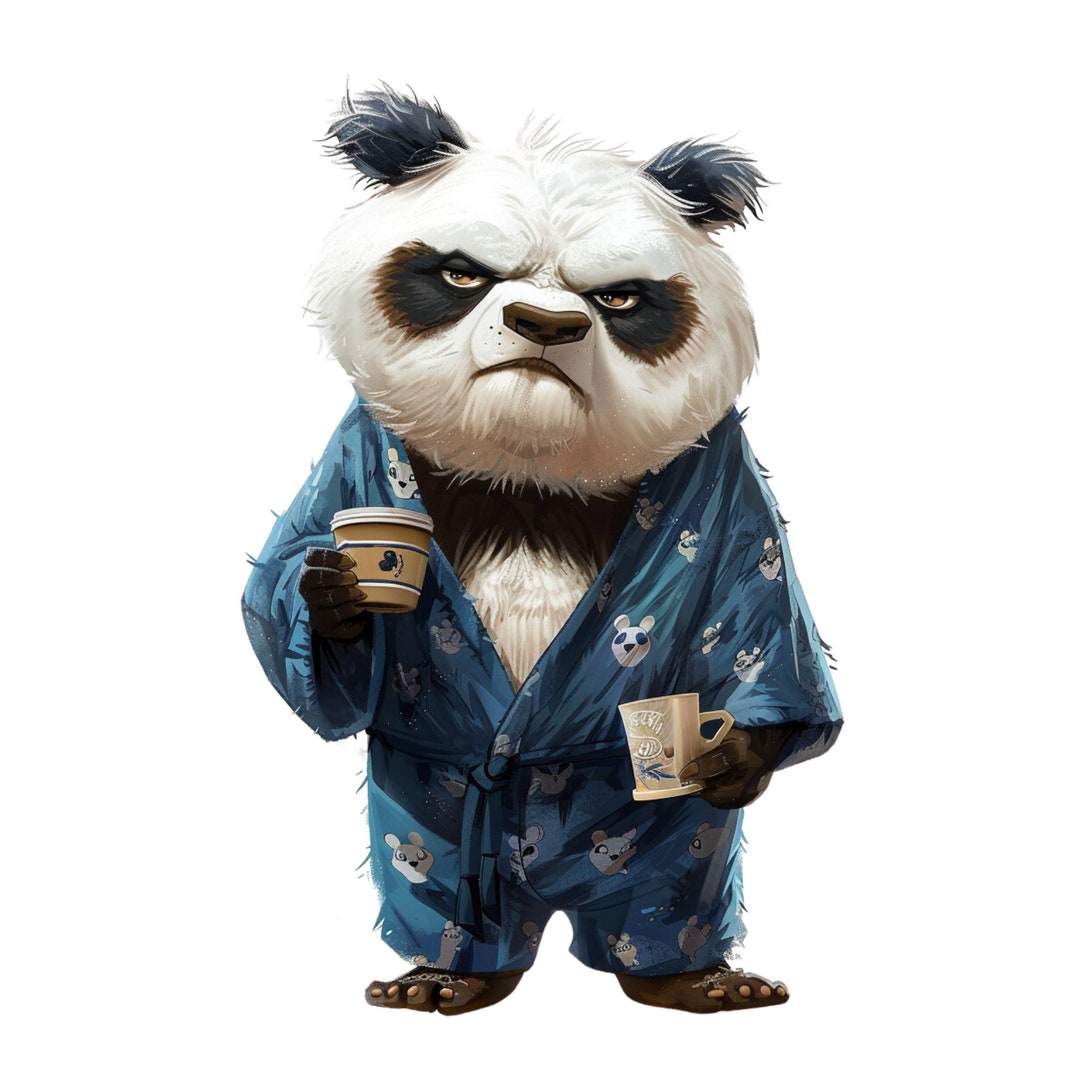 8 Coffee Panda Clipart, Grumpy Panda Clipart, High Quality Pngs ...
